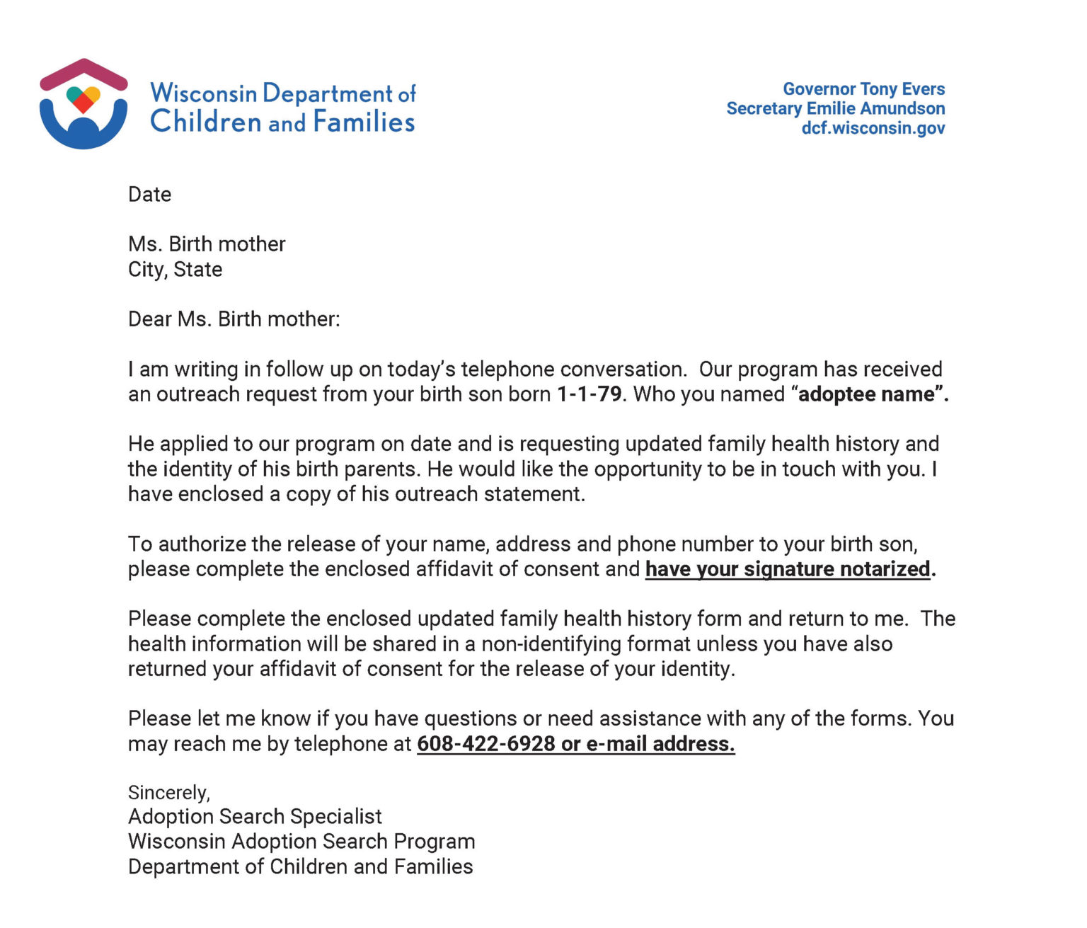 "Dear Ms. Birth mother" - Adoptee Rights Law Center